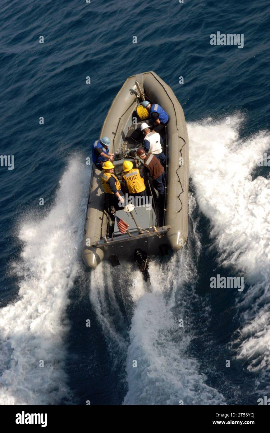 US Navy A Rigid Hull Inflatable Boat (RHIB) team assigned to the Nimitz ...