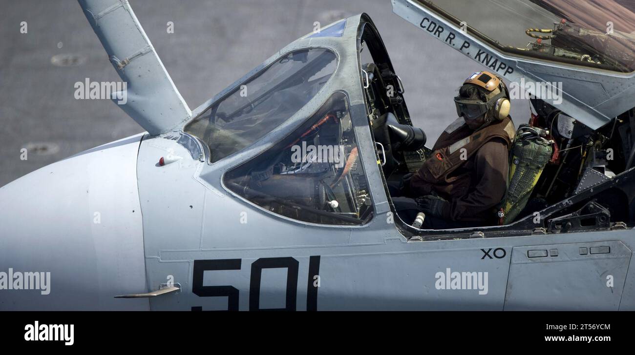 US Navy A Sailor assigned to the Lancers of Electronic Attack Squadron ...