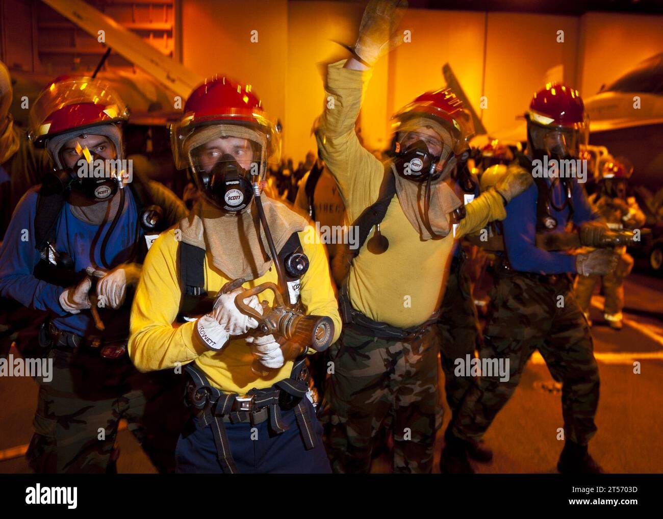 US Navy A Sailor signals to the on-scene leader during a general ...