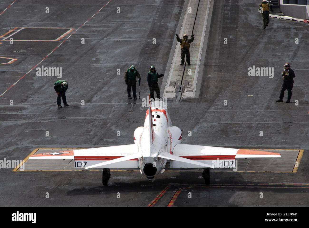 US Navy A T-45C Goshawk training aircraft prepares to launch from the ...
