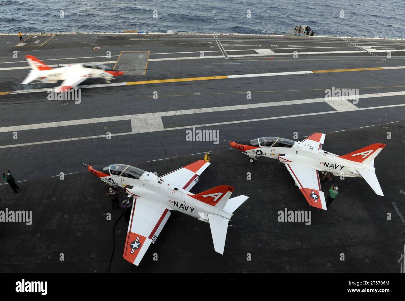 US Navy A T-45A Goshawk from Training Wing 1 makes an arrested landing ...