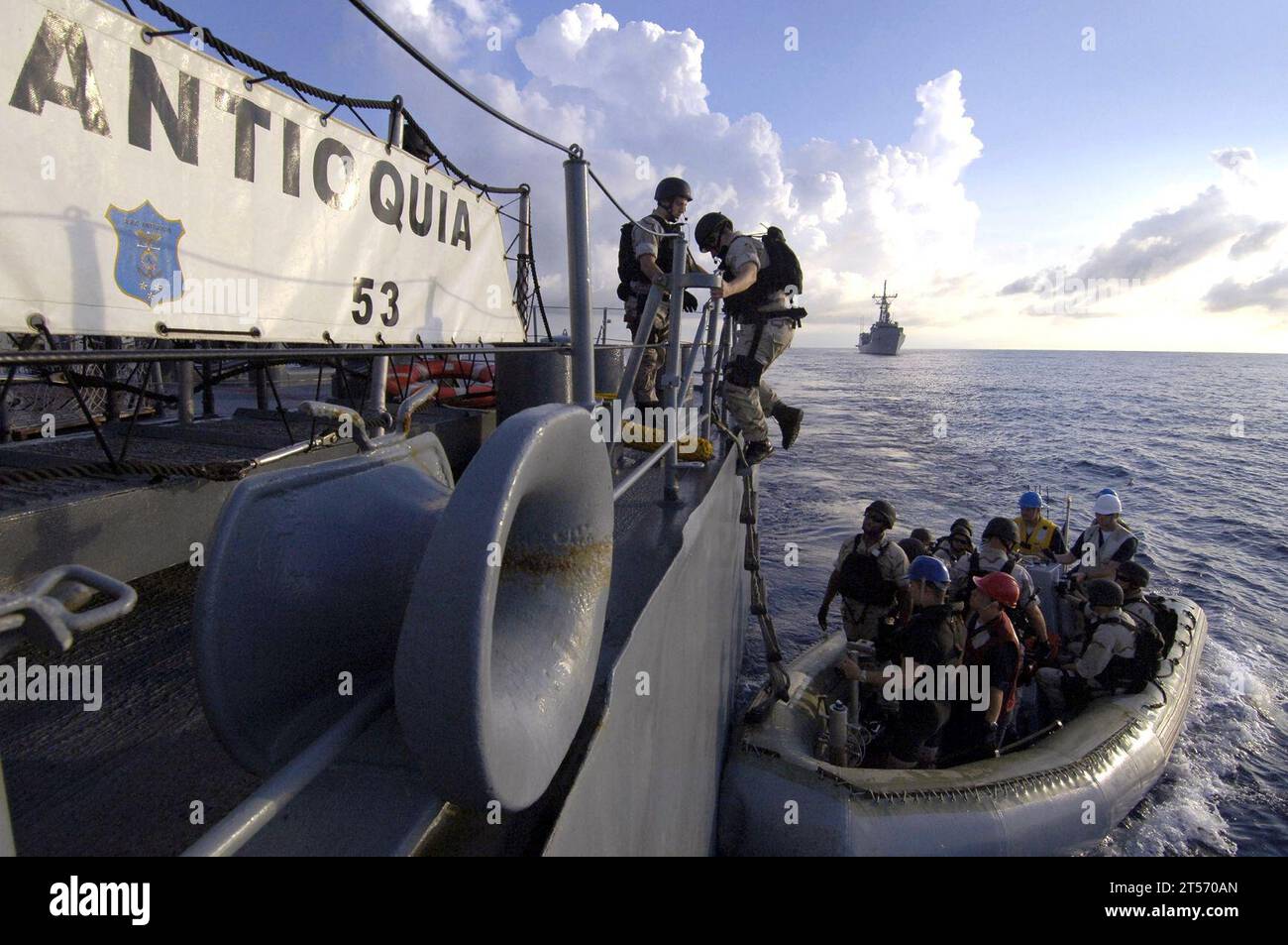 US Navy A visit, board, search and seizure (VBSS) team attached to ...