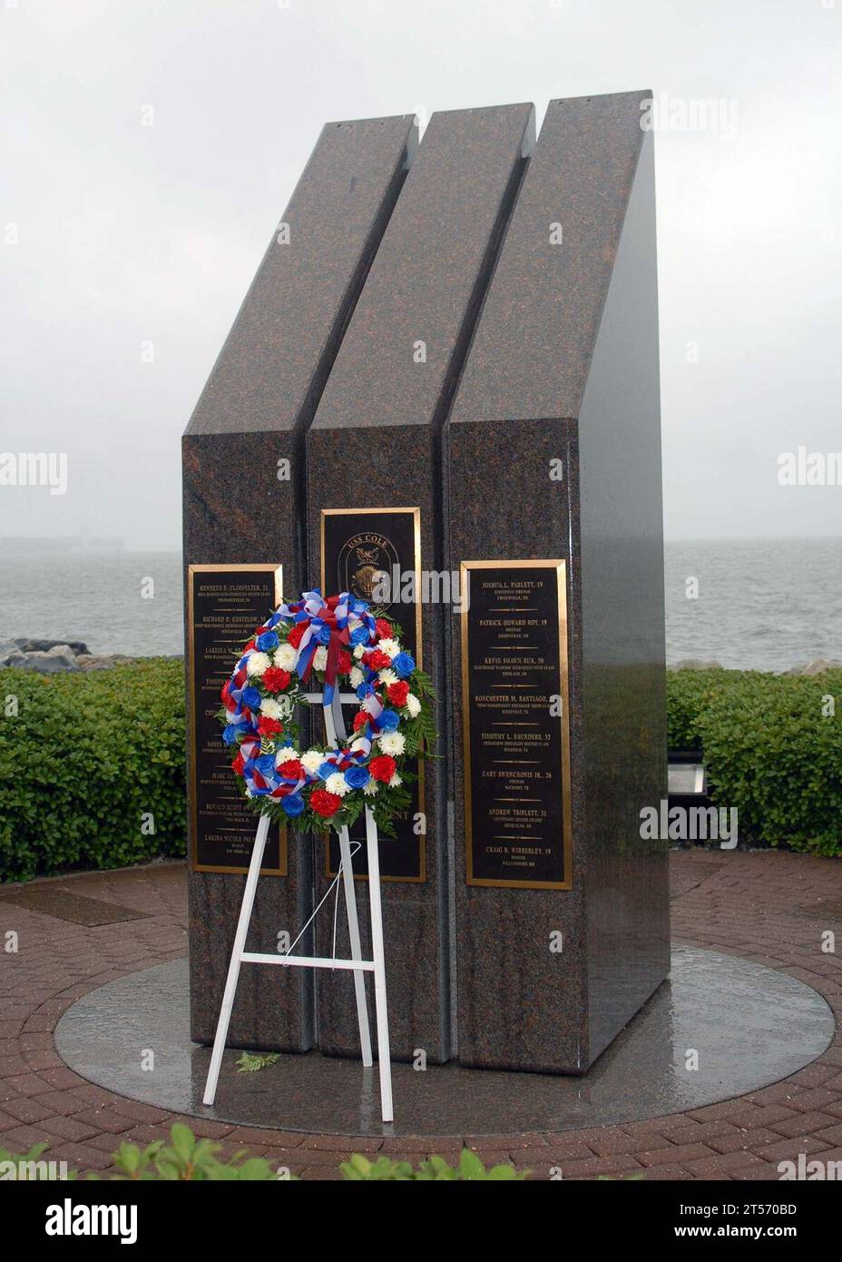 US Navy A wreath is placed at the USS Cole memorial at Naval Station ...