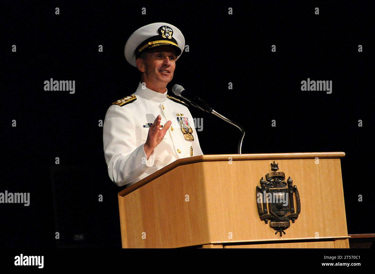 US Navy Adm. Jonathan Greenert speaks during a change of command ...