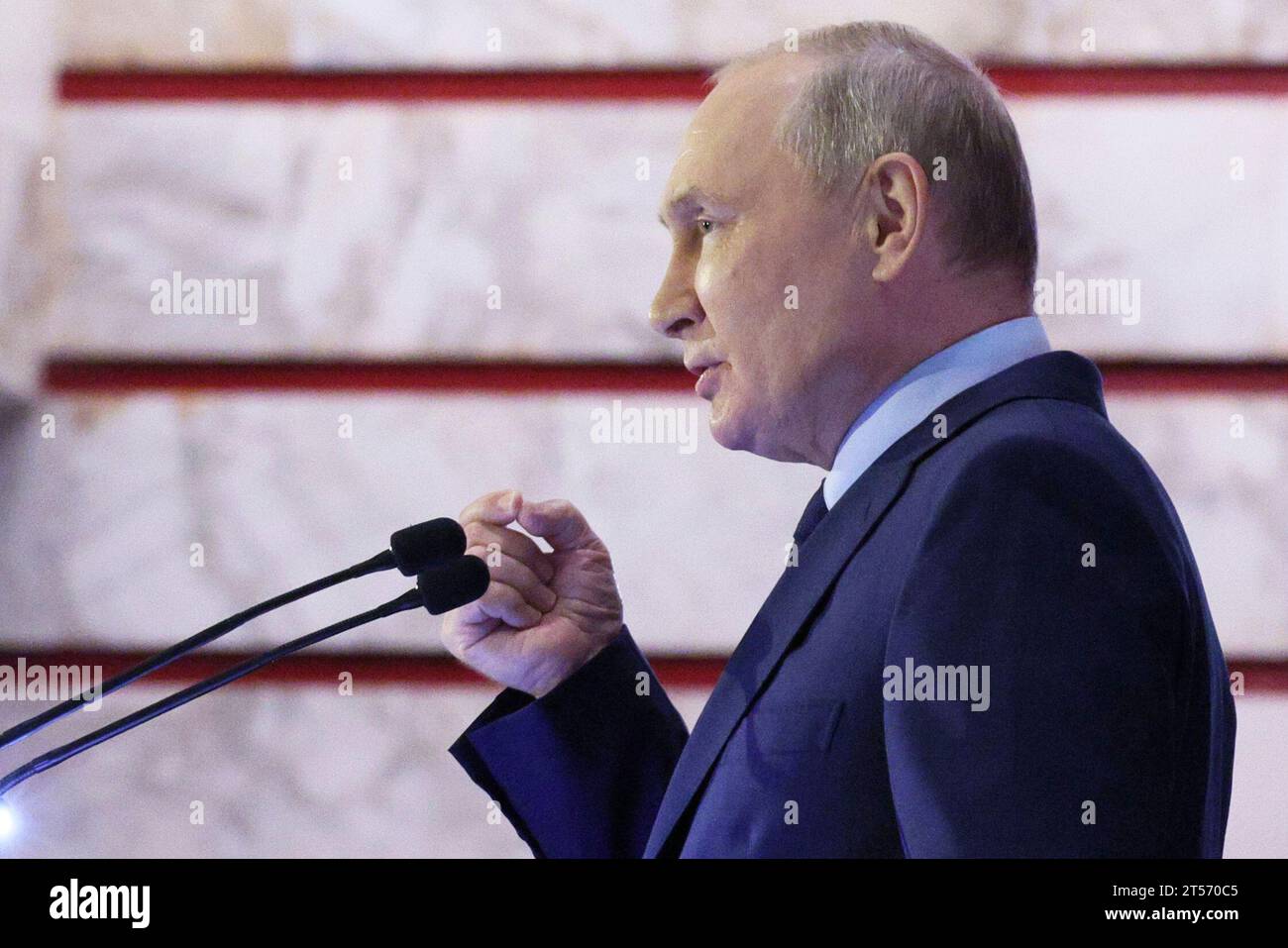Russian President Vladimir Putin attends a meeting with members of the ...