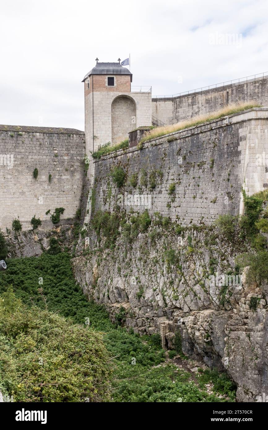 A view of the King's Tower rising above the moat of the citadel at ...