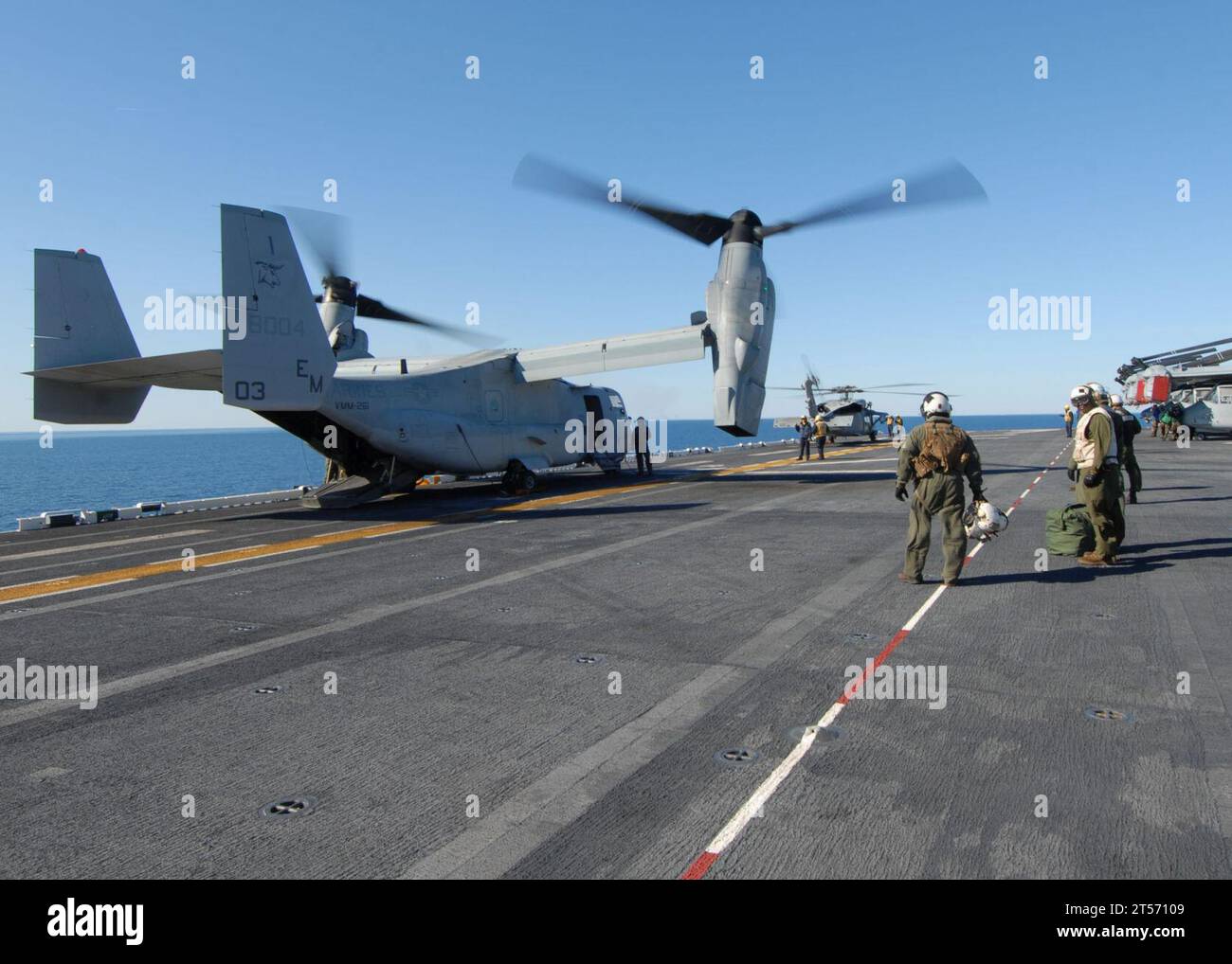 US Navy An aircraft prepares to launch from the flight deck.jpg Stock ...