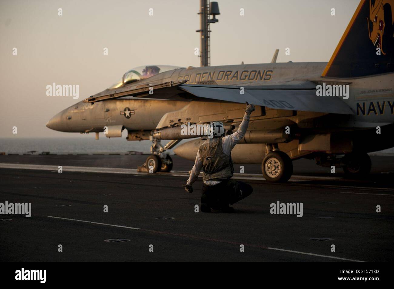US Navy An F18C Hornet assigned to the Golden Dragons of Strike Fighter ...