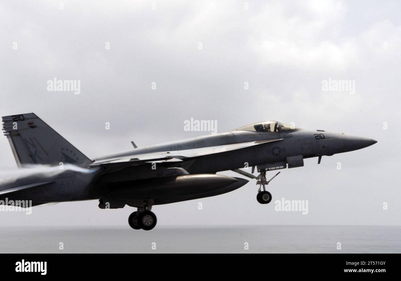 US Navy An F18E Super Hornet launches off of the waist catapults on the ...