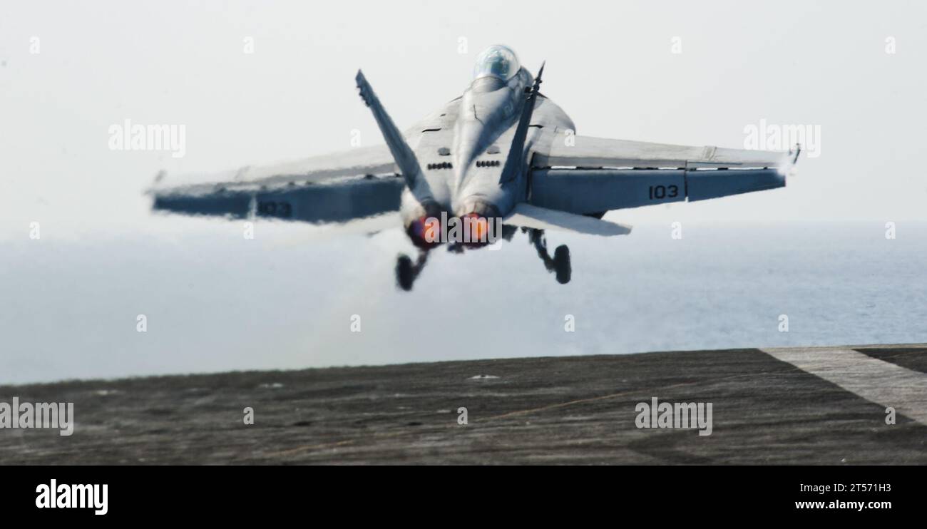 US Navy An F18F Super Hornet from the Black Aces of Strike Fighter ...