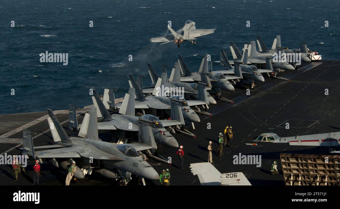 US Navy An F18F Super Hornet from the Black Aces of Strike Fighter ...