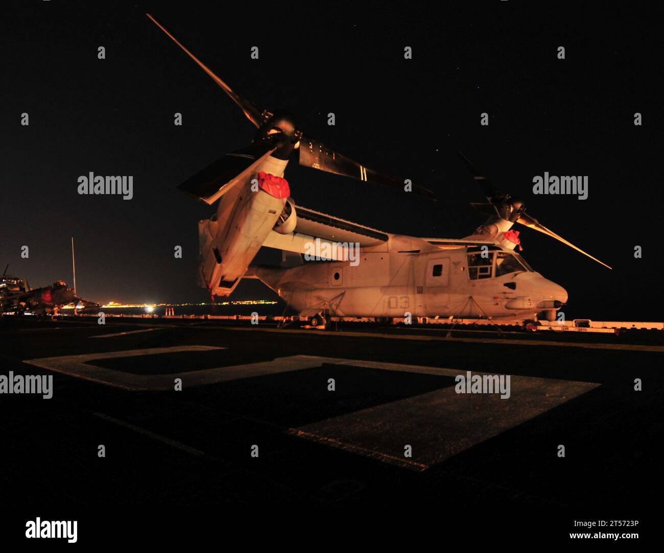 US Navy An MV-22B Osprey assigned to Marine Medium Tiltrotor Squadron (VMM) 263 (Reinforced) is ...