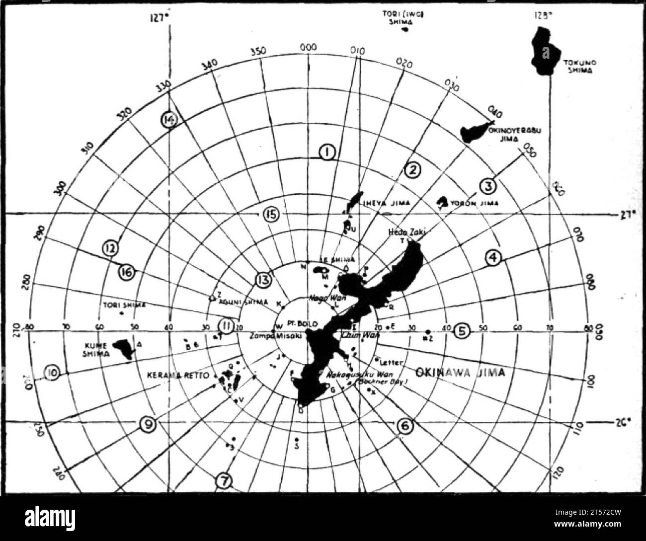 US Navy Battle of Okinawa radar picket stations 1945.jpg Stock Photo ...