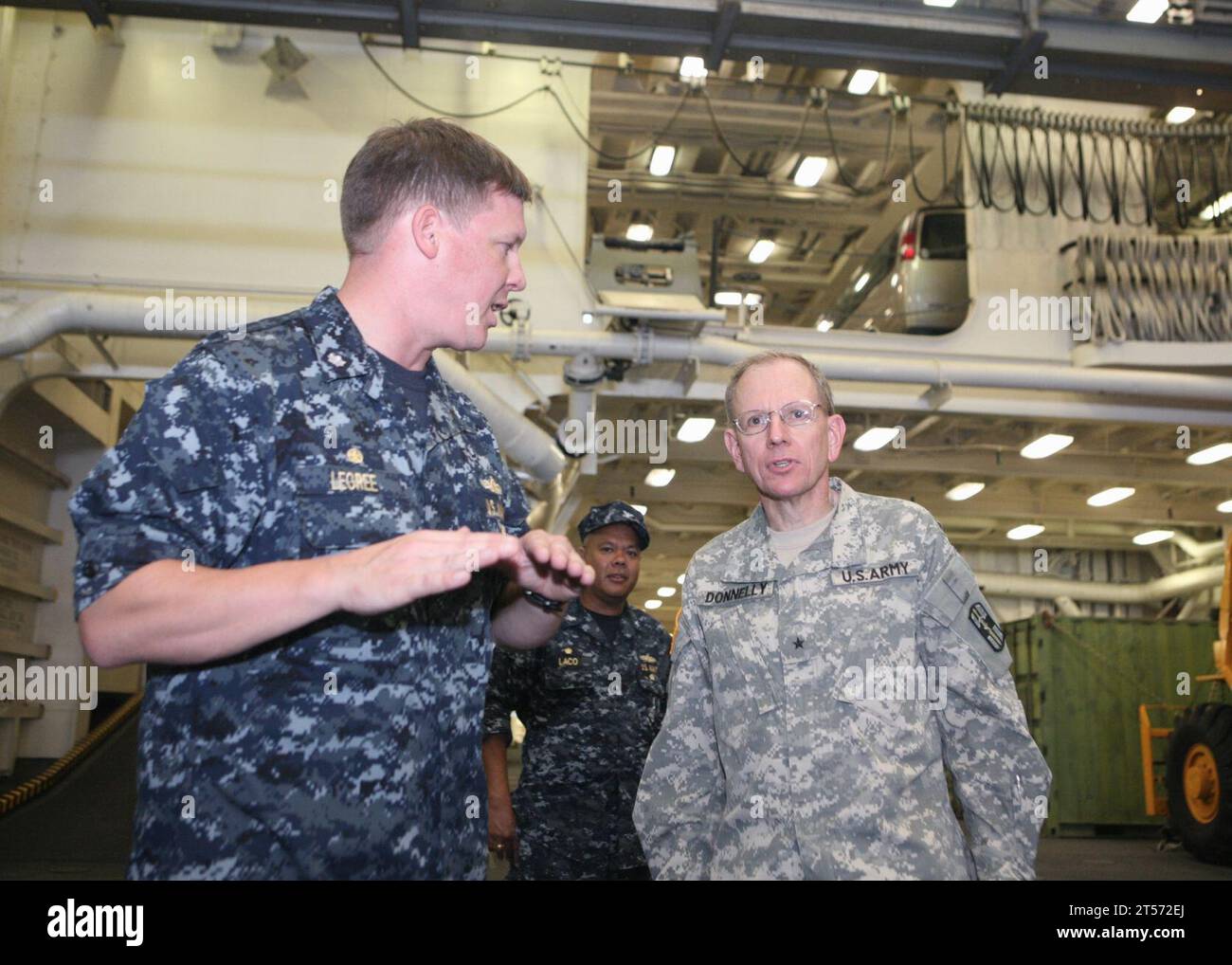 US Navy Cdr. Lawrence F. LeGree, commanding officer of the amphibious ...