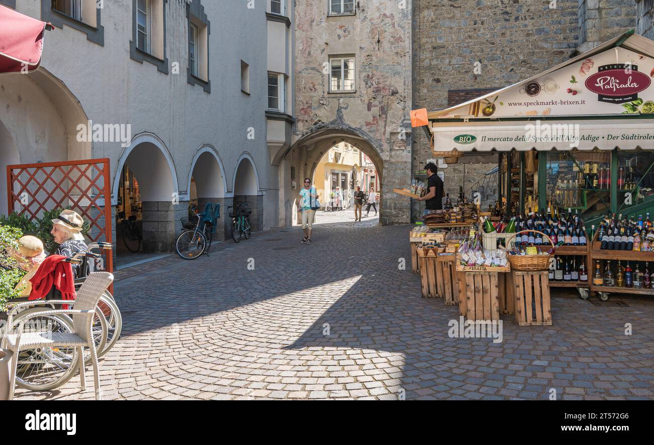 pedestrian street in the old city centre of Brixen - Bressanone, South ...