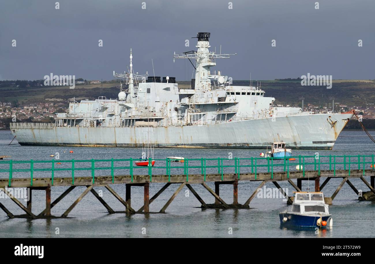 Former Royal Navy Type 23 frigate HMS Monmouth, moored at Portsmouth ...