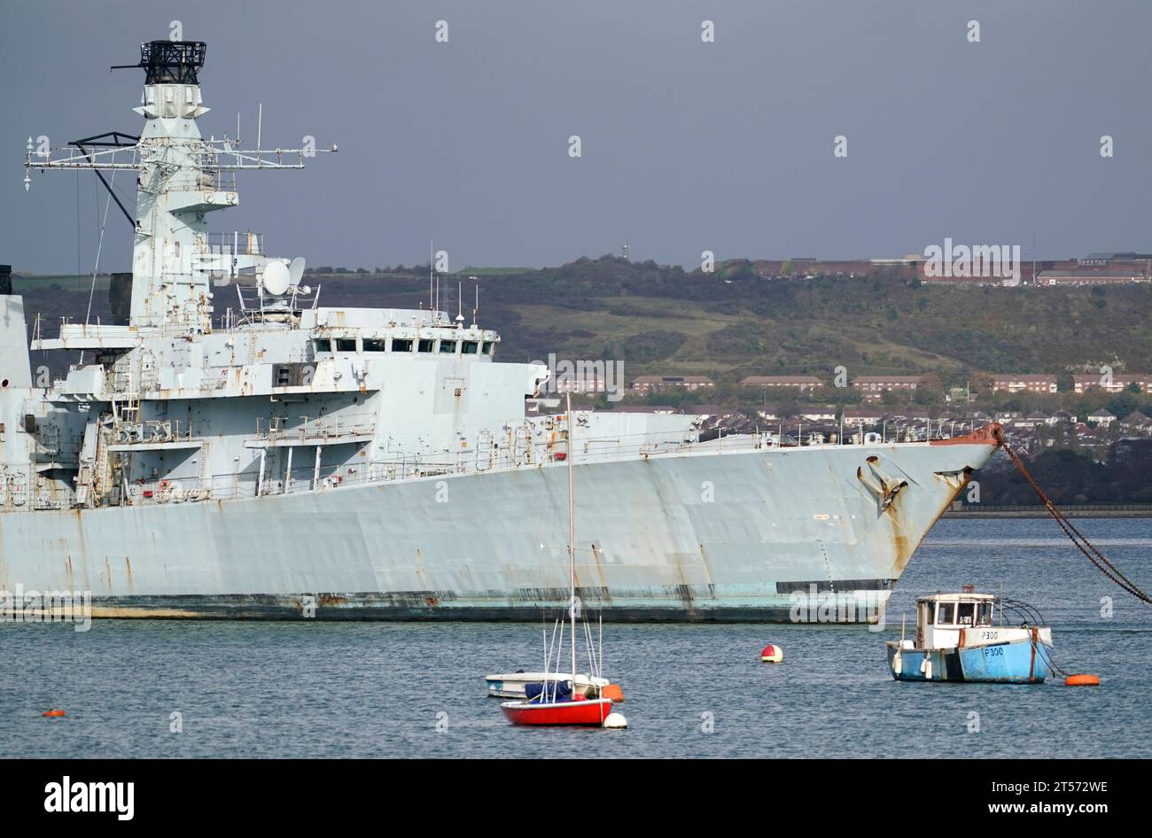 Former Royal Navy Type 23 frigate HMS Monmouth, moored at Portsmouth ...