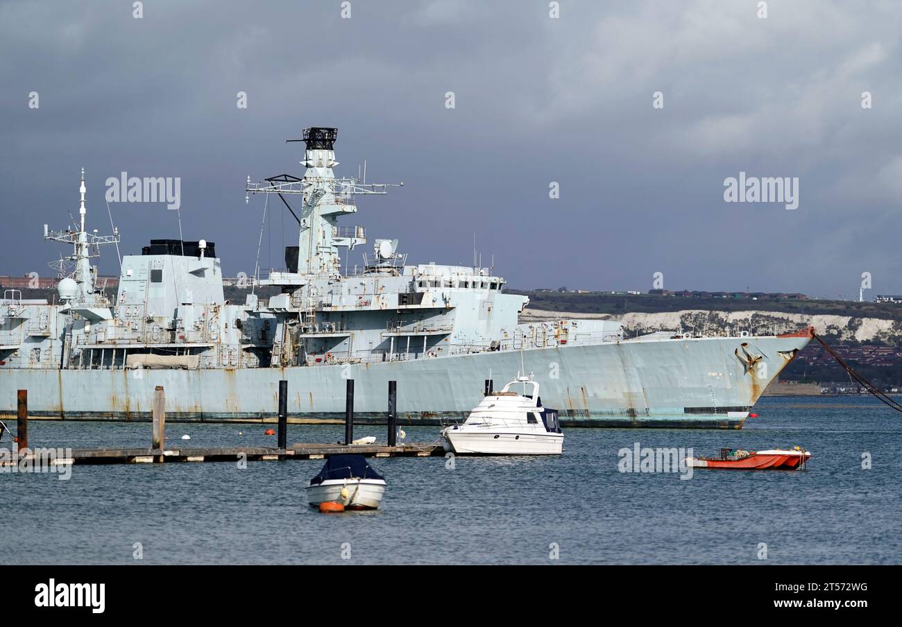 Former Royal Navy Type 23 frigate HMS Monmouth, moored at Portsmouth ...