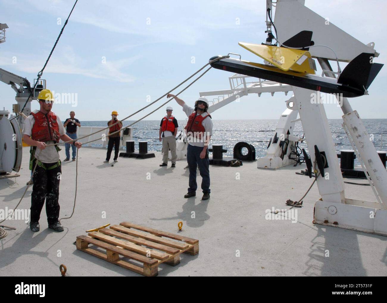 US Navy Civilian crewman aboard the Military Sealift Command ...