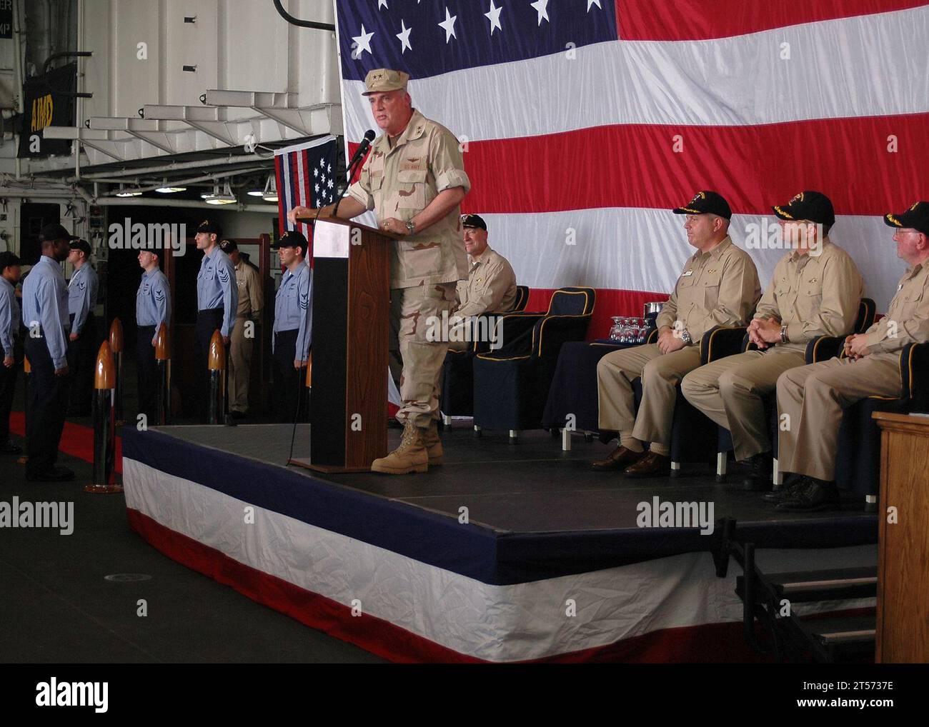 US Navy Commander, Expeditionary Strike Group 2, Rear Adm. Garry Hall ...