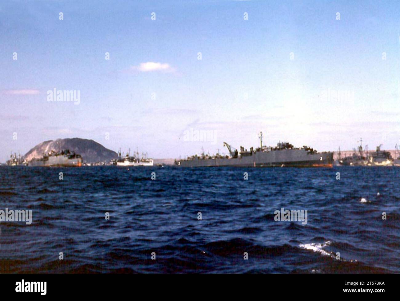 US Navy dock landing ships at Iwo Jima in 1945.jpg Stock Photo - Alamy