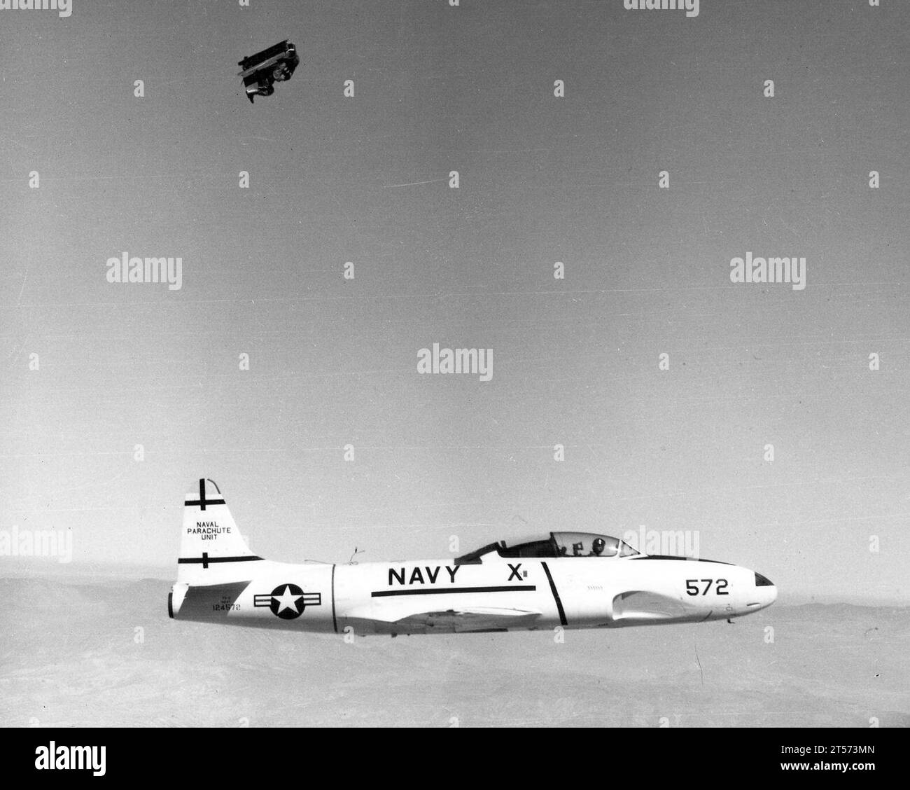 US Navy ejection seat test with TV-2 Shooting Star in 1954.jpg Stock ...