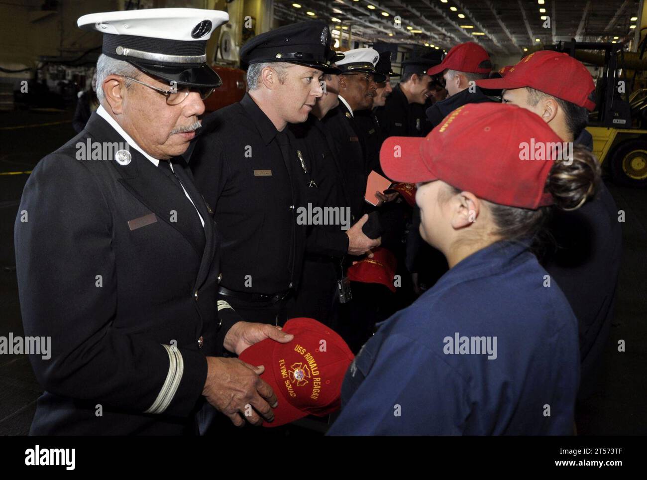 US Navy Firefighters from Los Angeles Fire Station 76 speak with ...