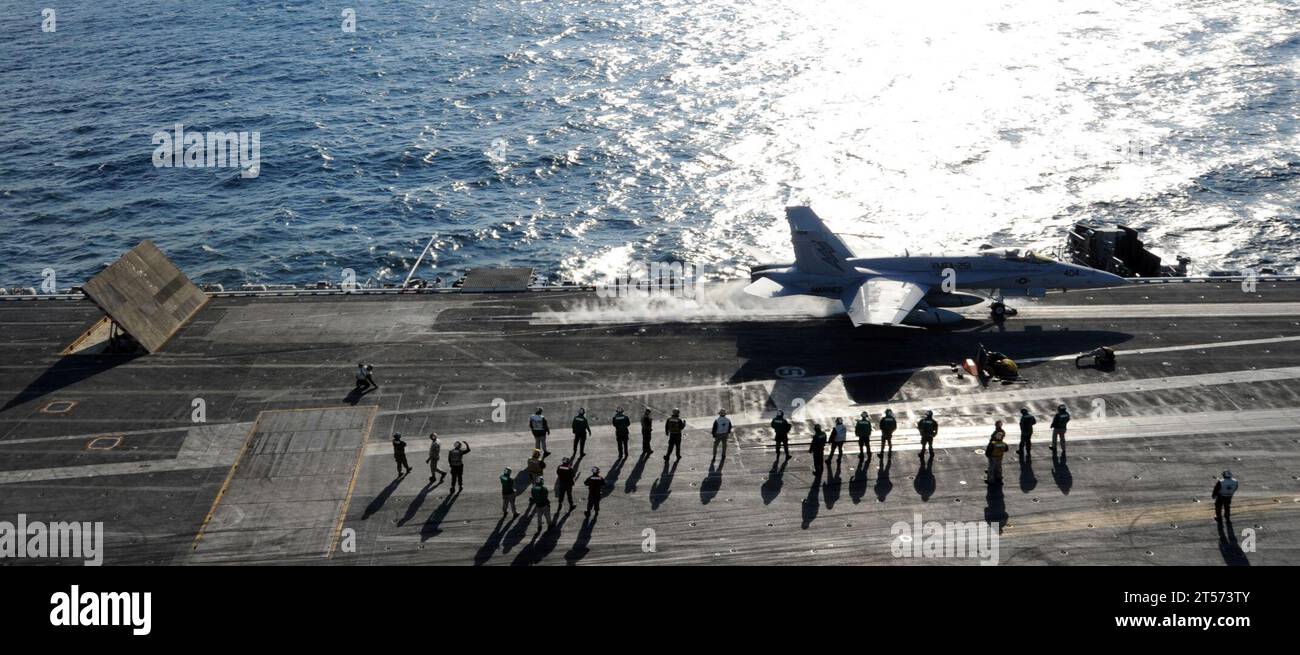 US Navy Flight deck crew make a ready deck for a jet launch.jpg Stock ...