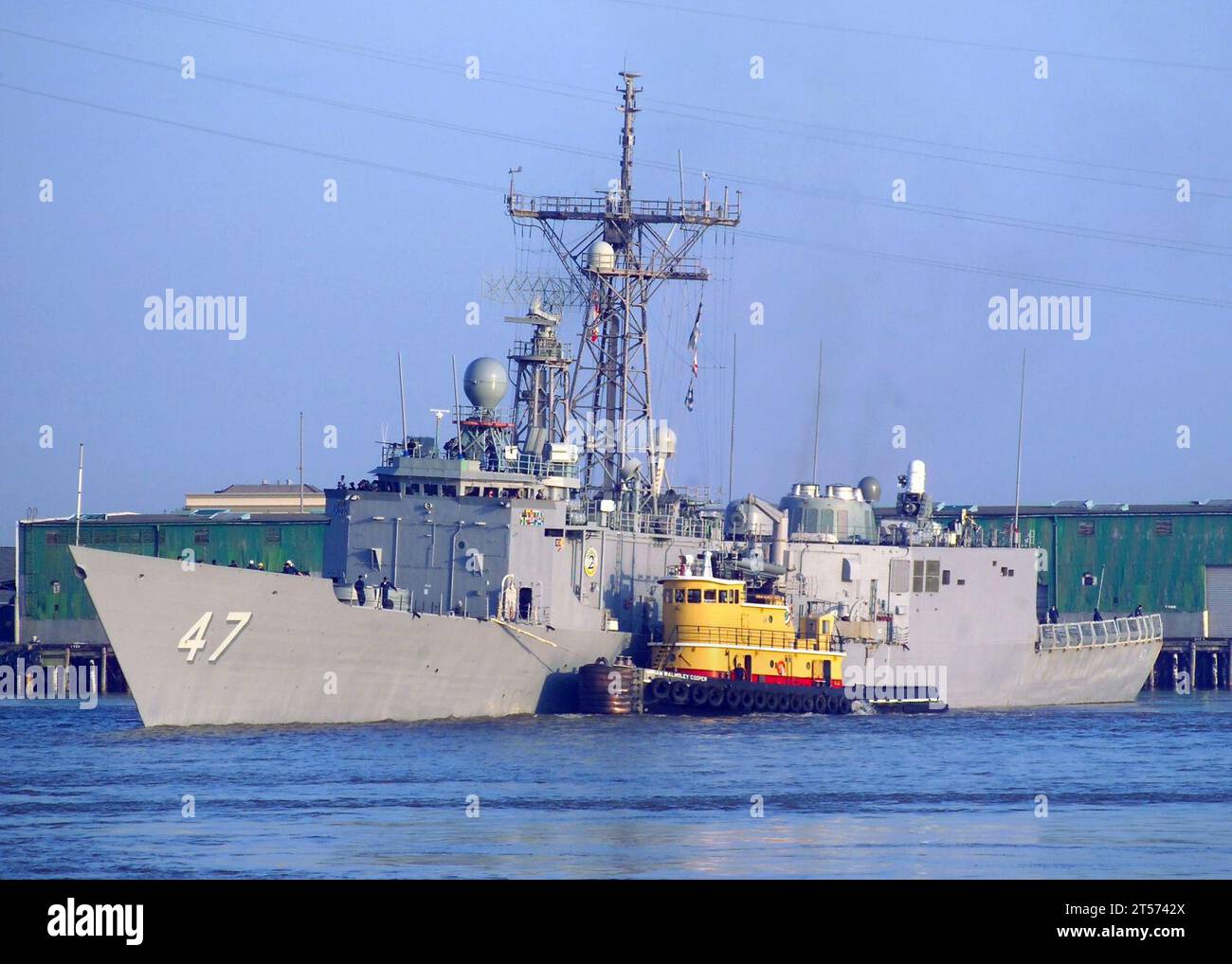 US Navy Guided missile frigate USS Nicholas (FFG 47) departs from the ...