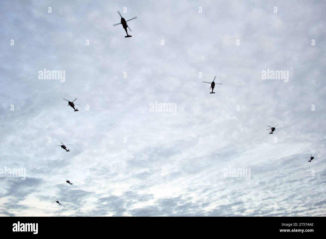 US Navy Helicopters fly over Naval Station Norfolk during the squadron ...