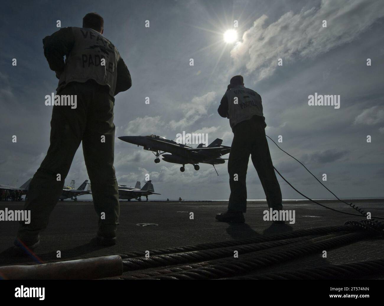 US Navy Landing signal officers guide pilots to safe recoveries aboard ...