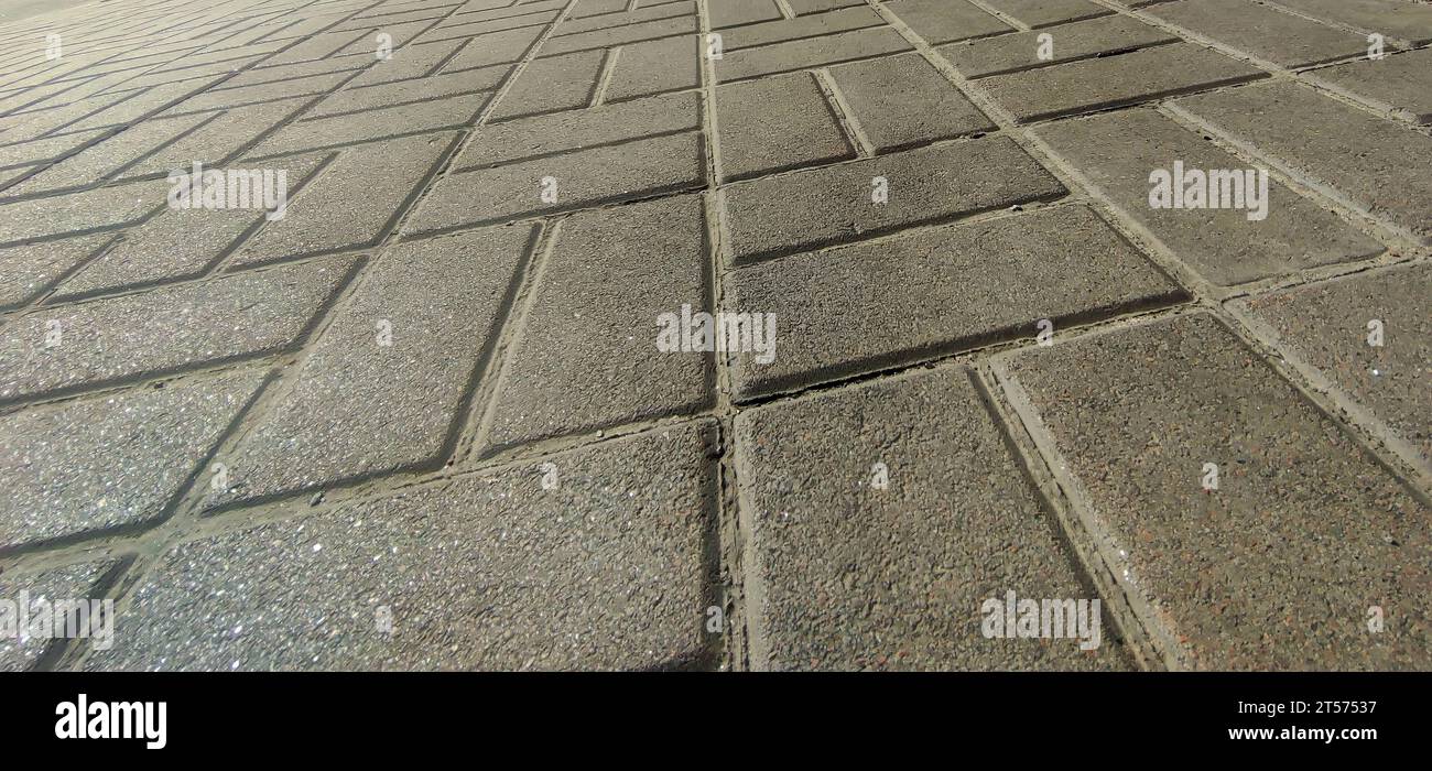 Pavement with bricks, road background, road surface close view Stock ...
