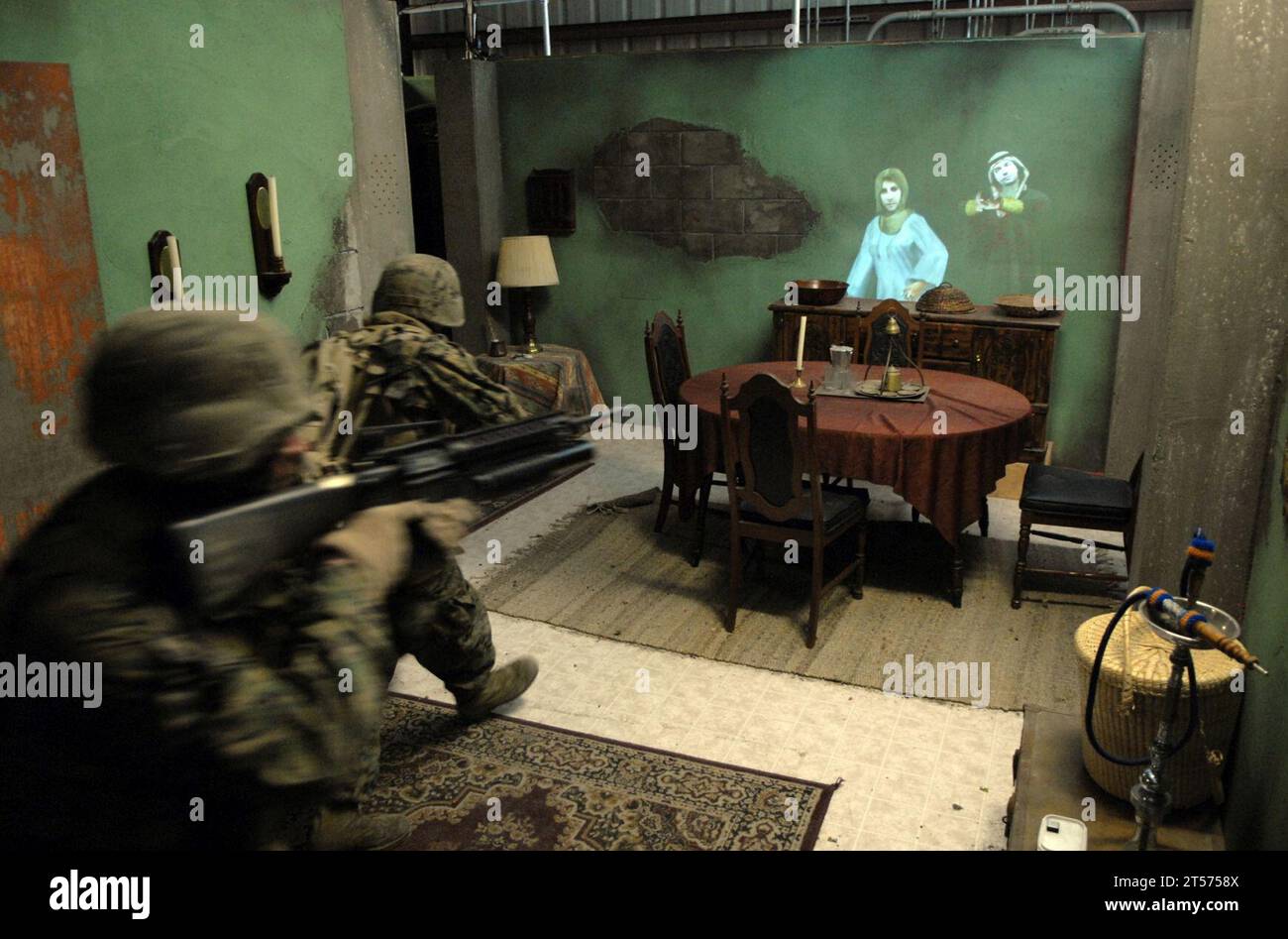 US Navy Marines from 3rd Battalion, 1st Marines, confront avatars, or ...