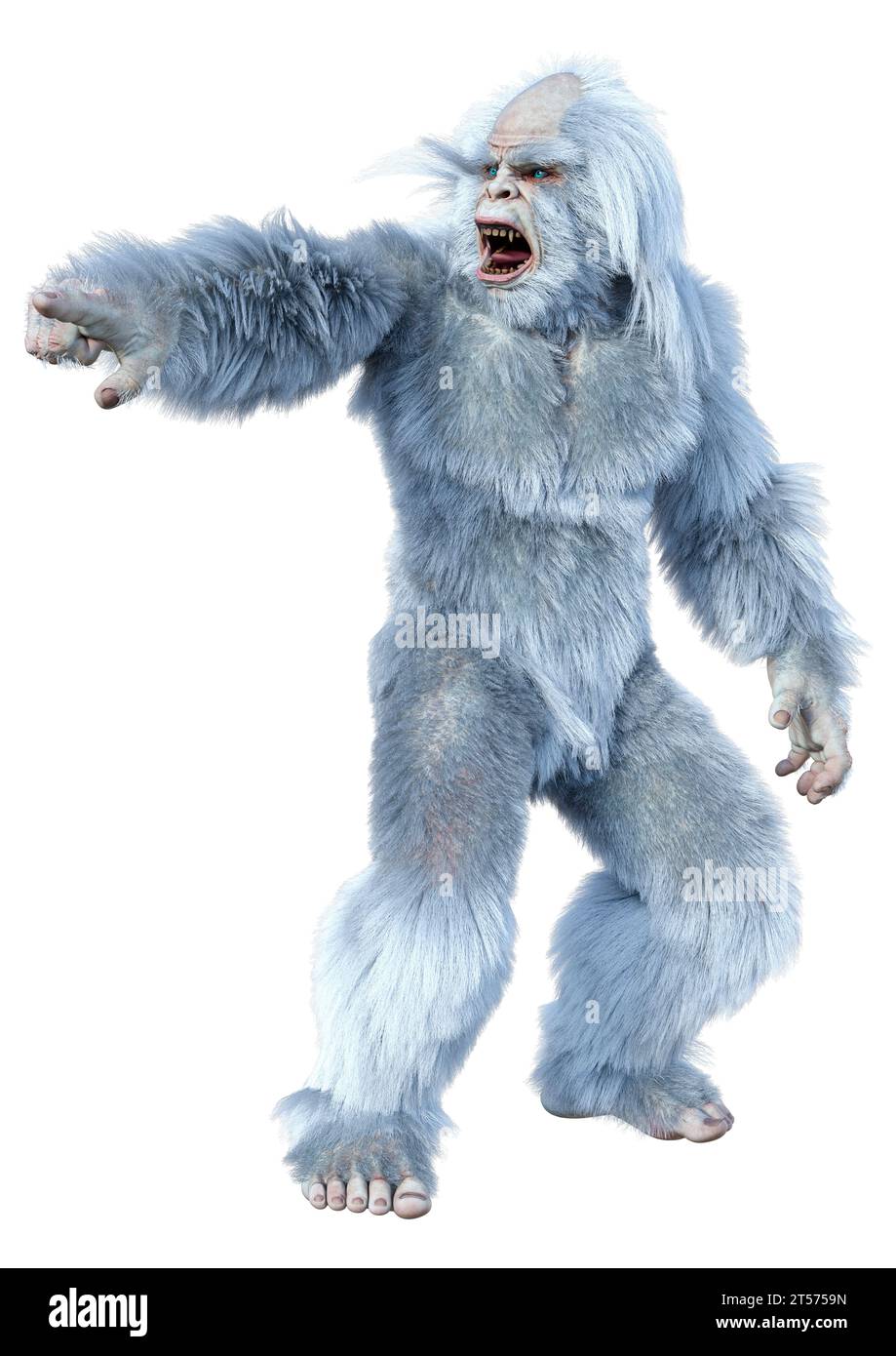 3D rendering of a fantasy creature yeti isolated on white background ...