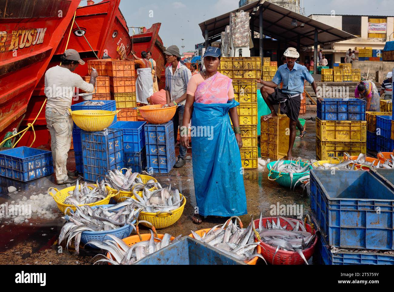 At the Old Port, a fishing harbor in Mangalore, Karnataka, South India ...