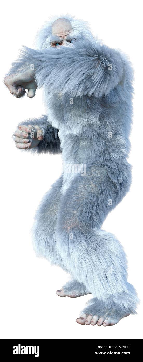 3D rendering of a fantasy creature yeti isolated on white background ...