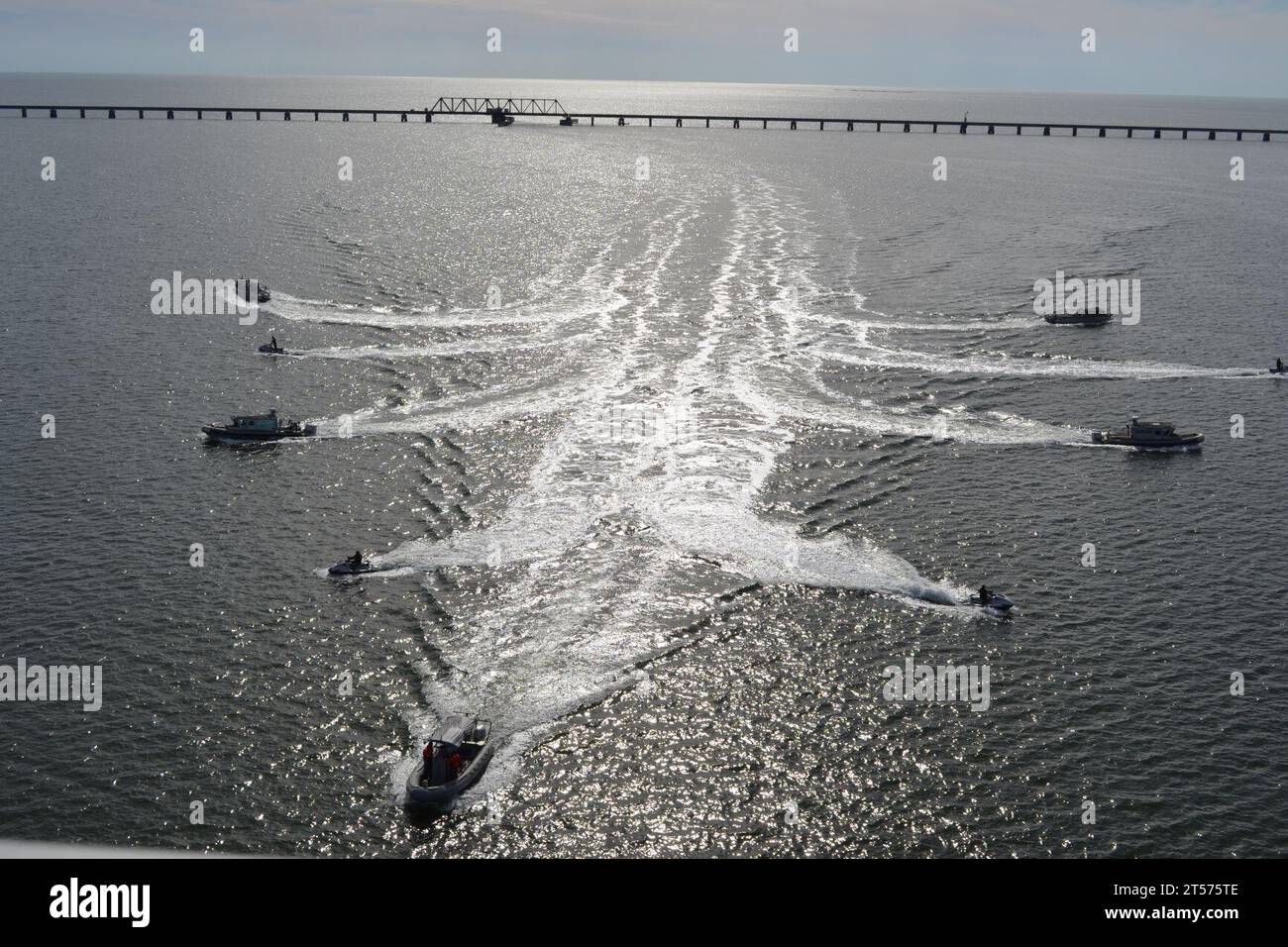 US Navy Members of the fleet survey team perform a break away while ...