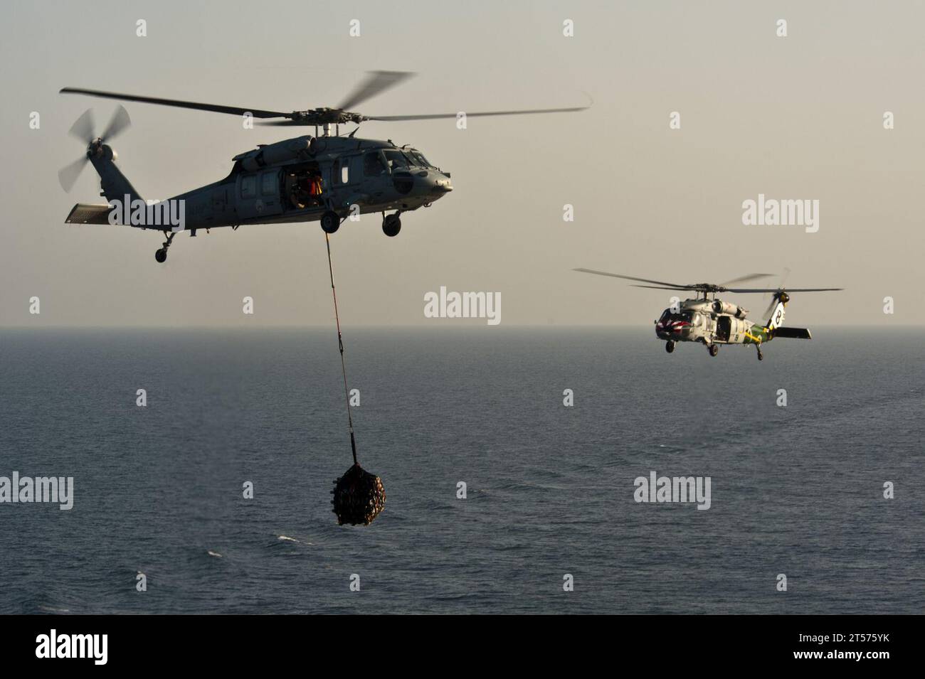 US Navy MH-60S Sea Hawk helicopters assigned to the Eightballers of Helicopter Sea Combat ...