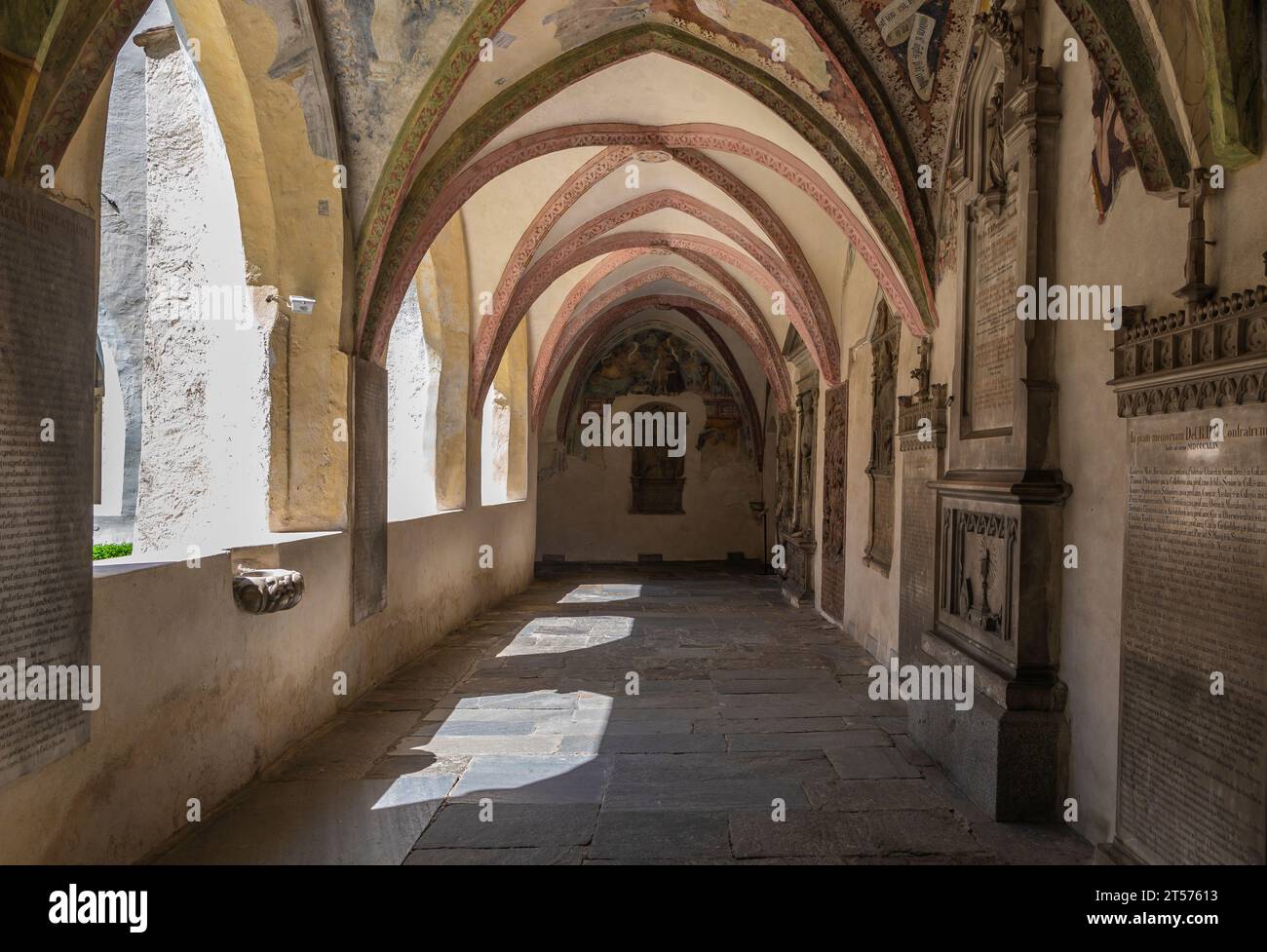 Novacella Augustinian Abbey. The Gothic cloister with from valuable ...