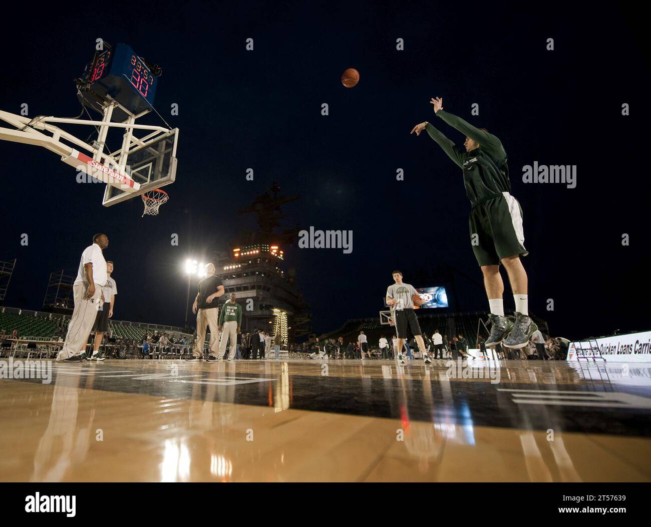 US Navy Michigan State University basketball player Alex Gauna shoots ...