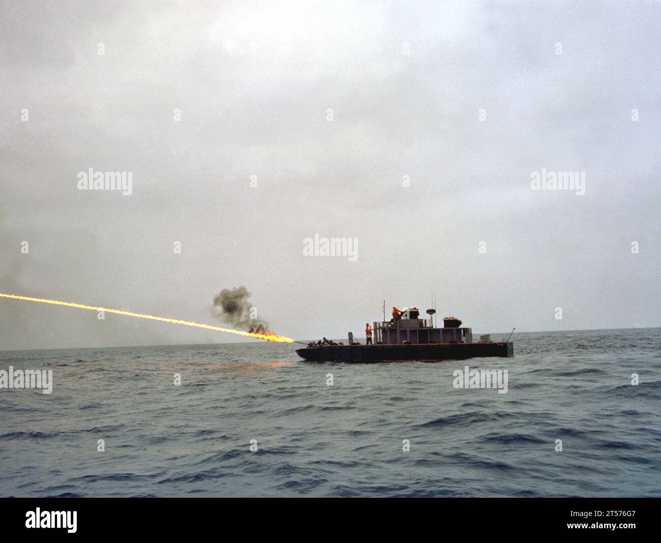 US Navy patrol boat with flame thrower 1969.jpg Stock Photo - Alamy