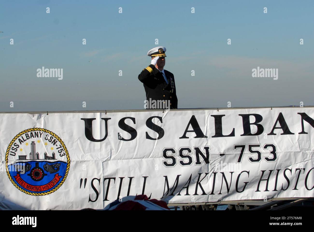 US Navy Rear Adm. Barry L. Bruner prepares to board the Los Angeles ...