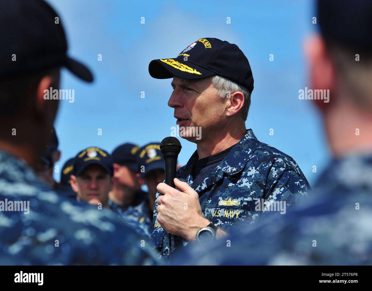 US Navy Rear Adm. Craig S. Faller, commander of Carrier Strike Group 3 ...