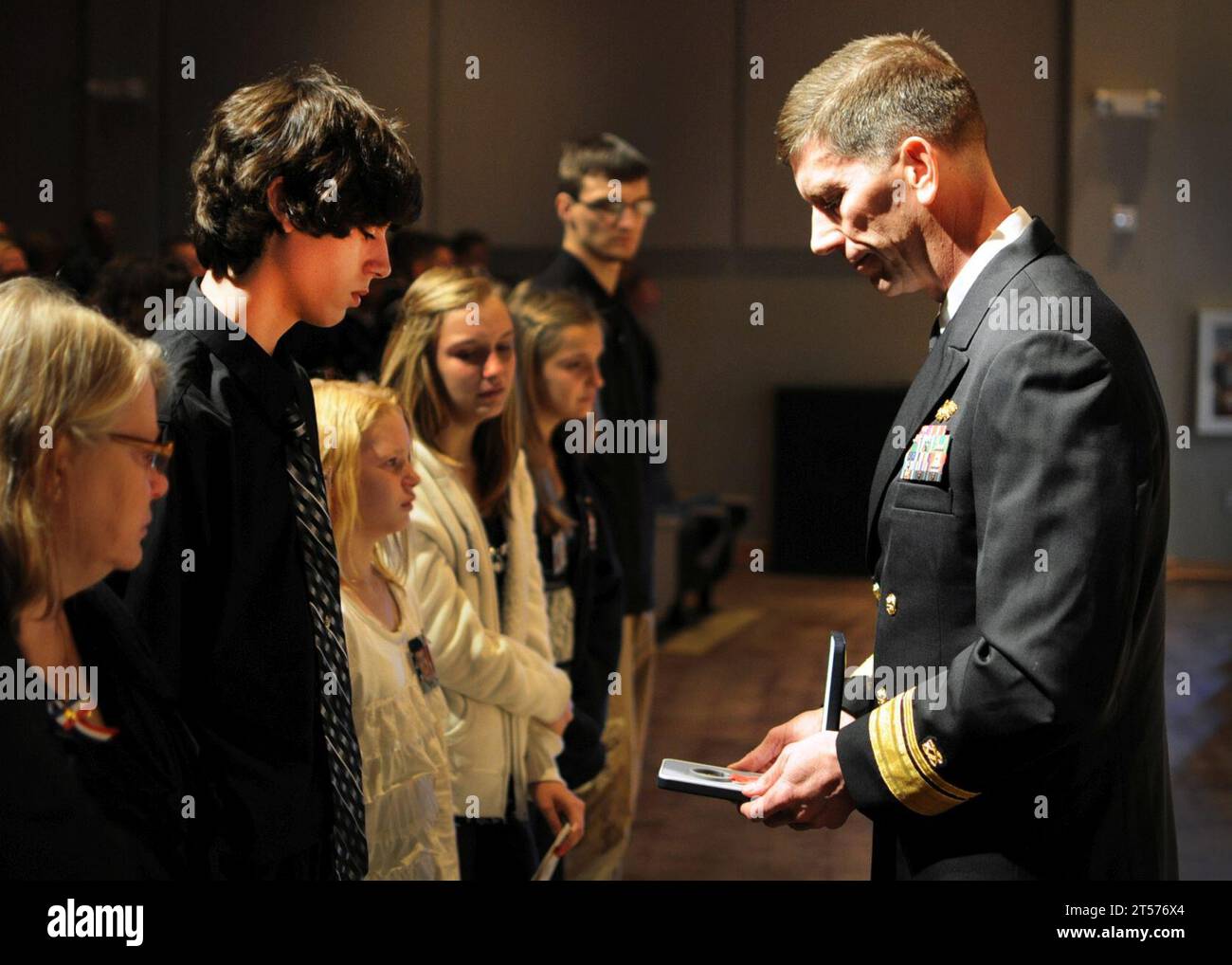US Navy Rear Adm. Mark Handley, commander of 1st Naval Construction ...