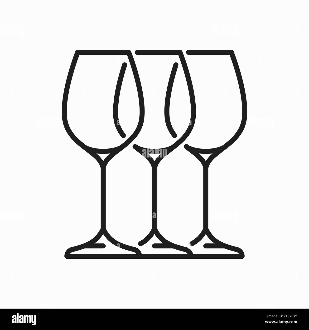 Glass wine line art icon. Restaurant alcoholic party symbol. Beverage ...