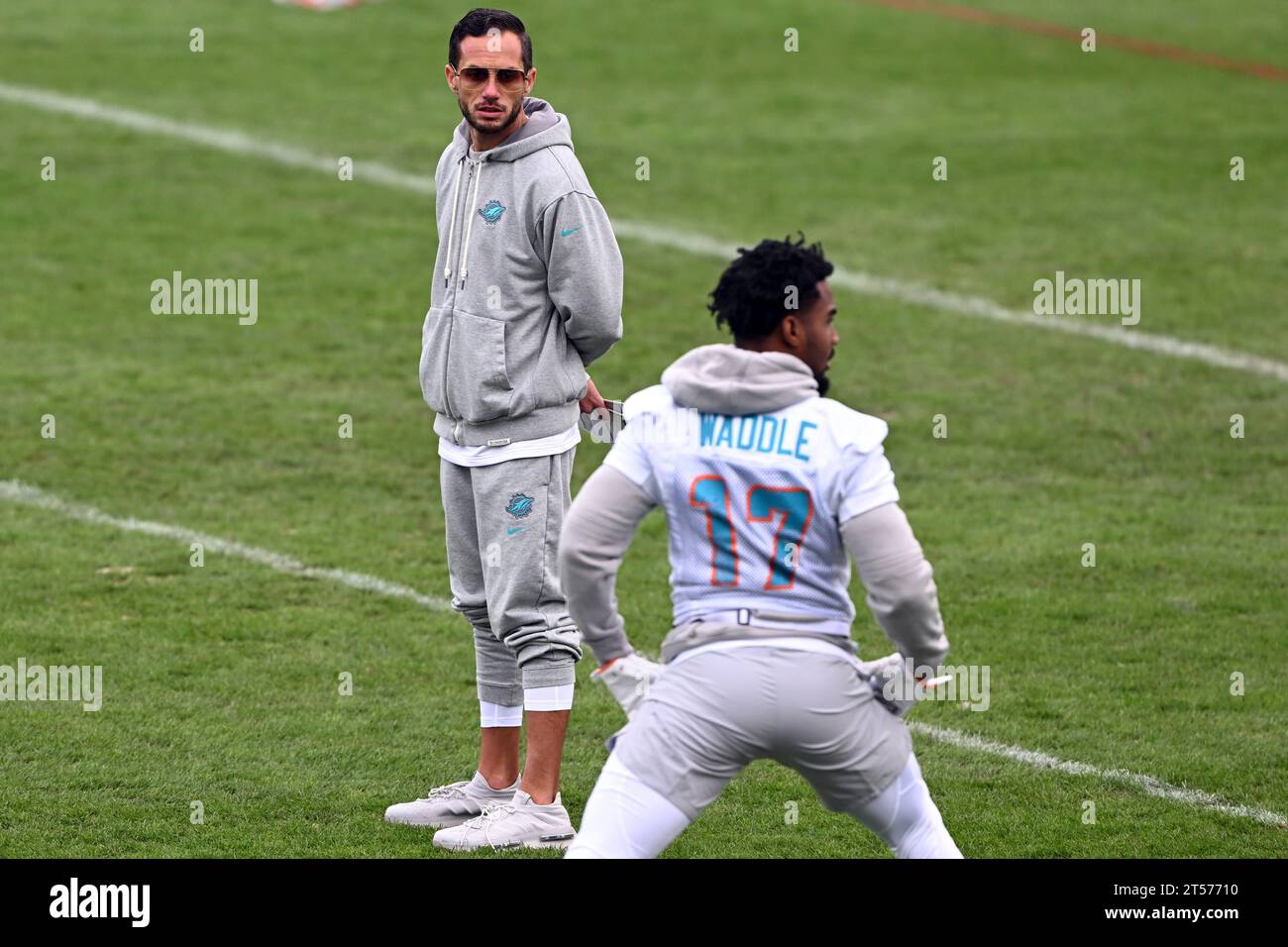 03 November 2023, Hesse, Frankfurt/Main: Dolphins coach Mike McDaniel ...