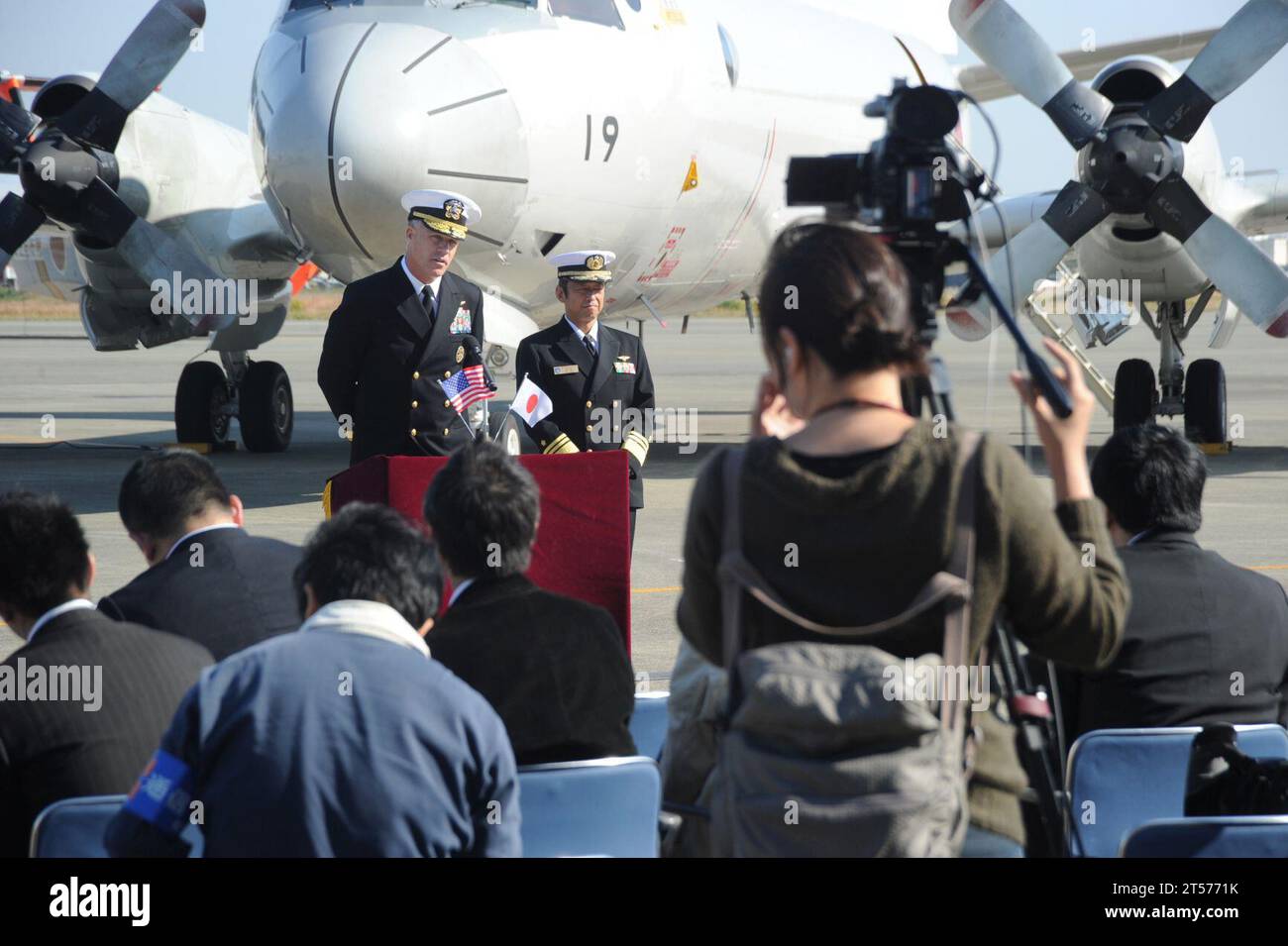 US Navy Rear Adm. Sean Buck and Japan Maritime Self-Defense Force Vice ...