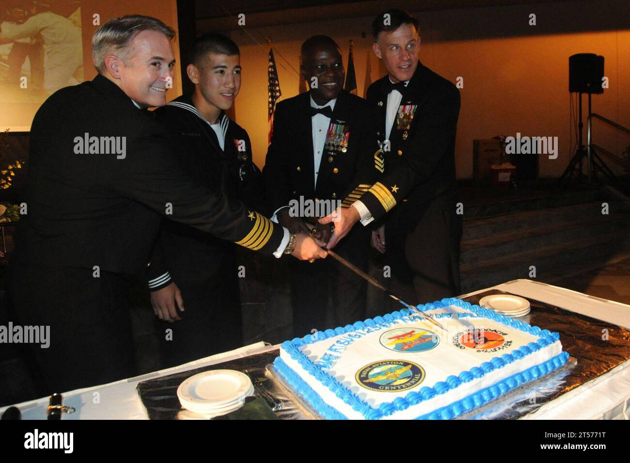 US Navy Rear Adm. Sean Buck, right, commander of Fleet Air Forward ...