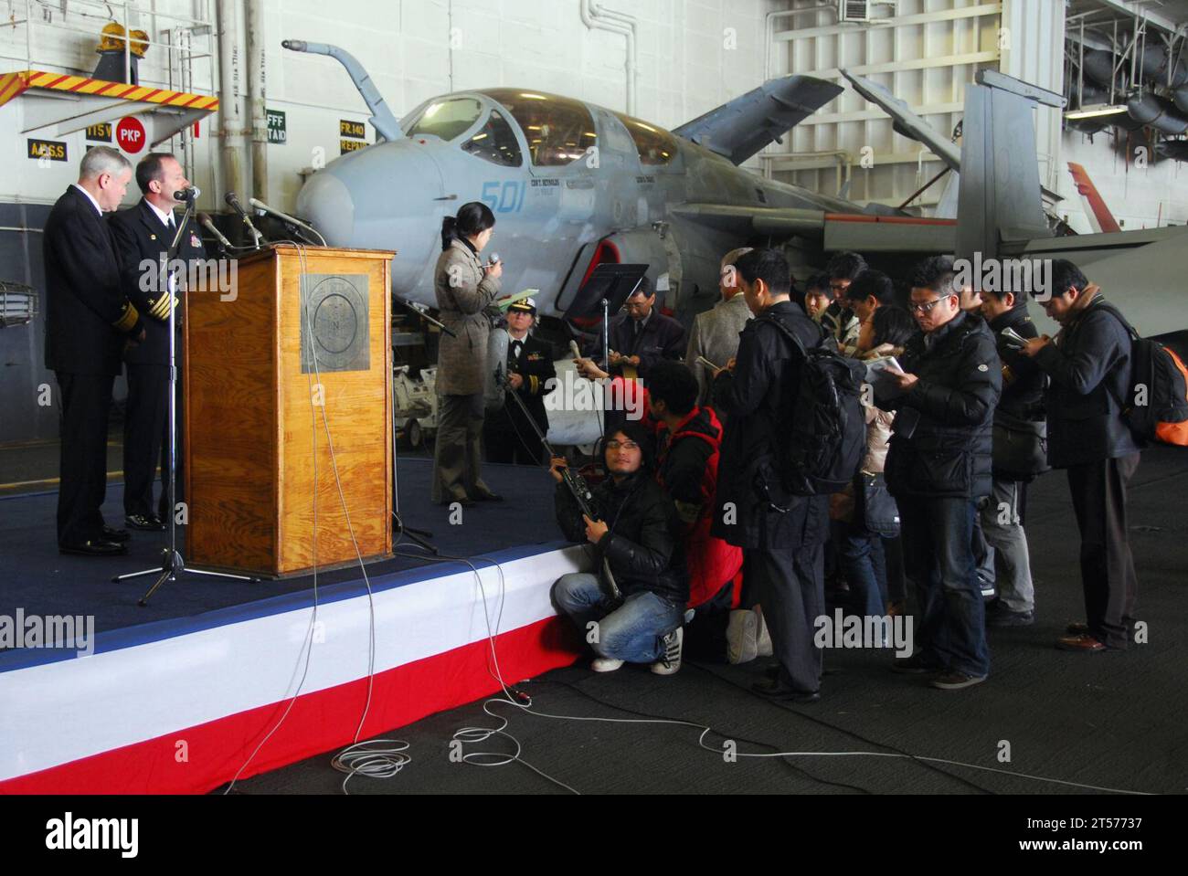 US Navy Rear Adm. Terry Blake, commander of Carrier Strike Group 11 ...