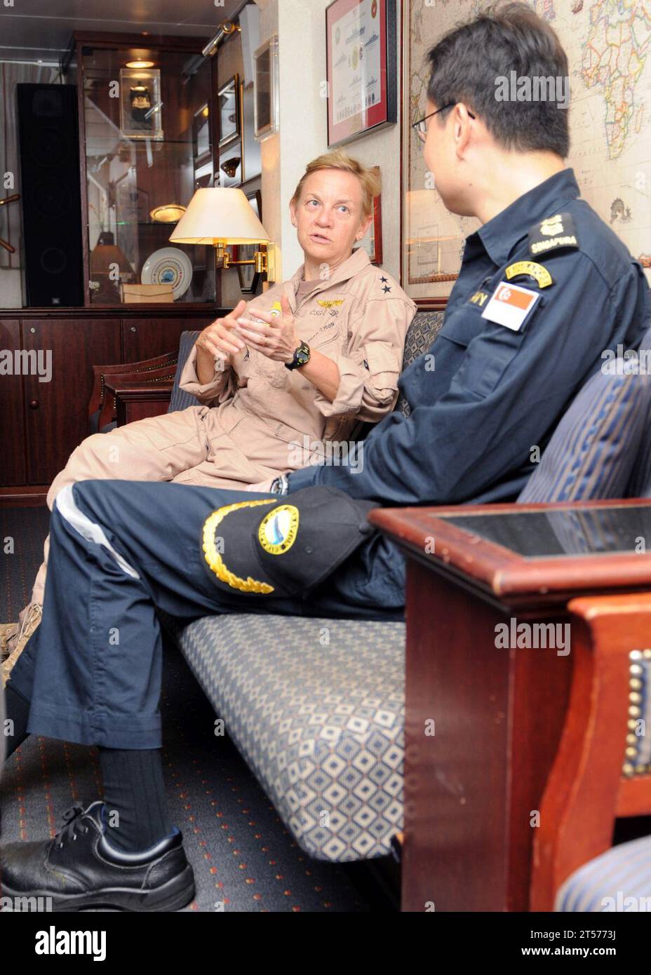 US Navy Rear Adm. Nora W. Tyson, commander of Carrier Strike Group (CSG ...